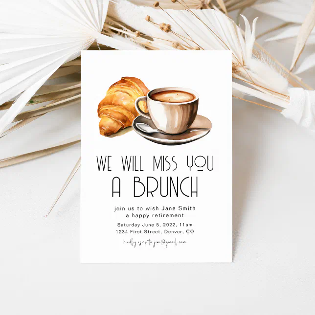 We Will Miss You A Brunch Retirement Brunch Invitation | Zazzle