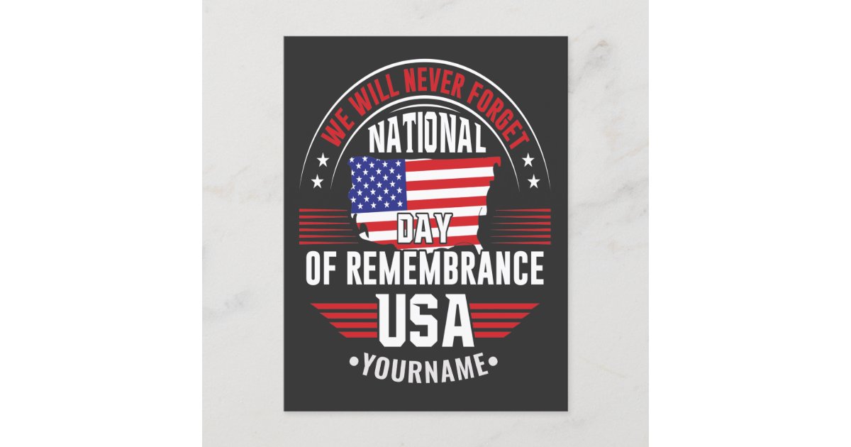 We Will Never Forget National Day of Remembrance Postcard | Zazzle