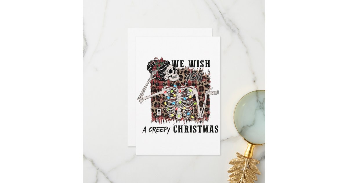 We Wish You A Creepy Christmas Skeleton Meme Thank You Card | Zazzle