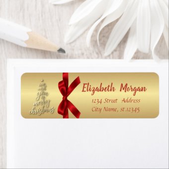 We Wish You A Merry Christmas,Red Bow Label | Zazzle