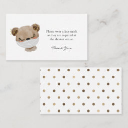 Wear a Face Mask Request Bear Baby Shower Enclosure Card | Zazzle
