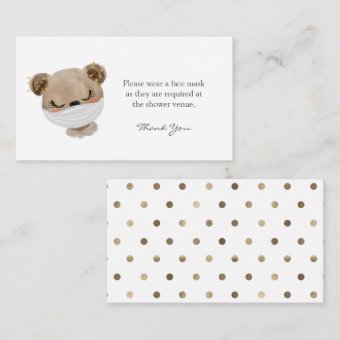 Wear a Face Mask Request Bear Baby Shower Enclosure Card | Zazzle