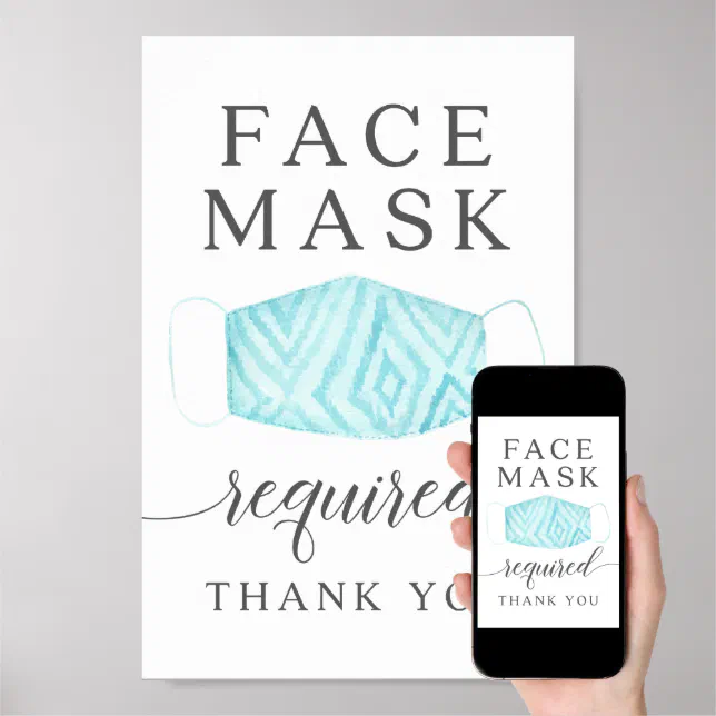Wear A Mask Sign - Mask Required - Blue Mask | Zazzle