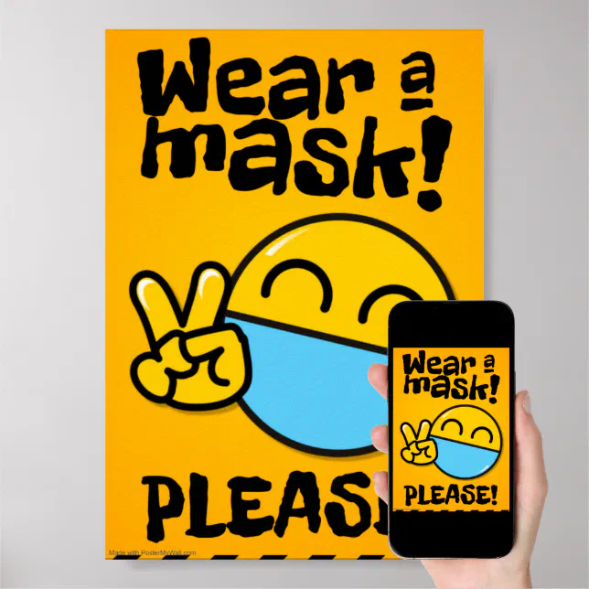 Wear face mask poster | Zazzle