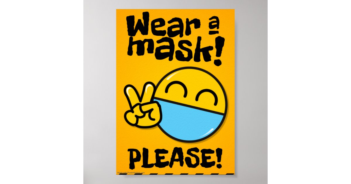 Wear face mask poster | Zazzle