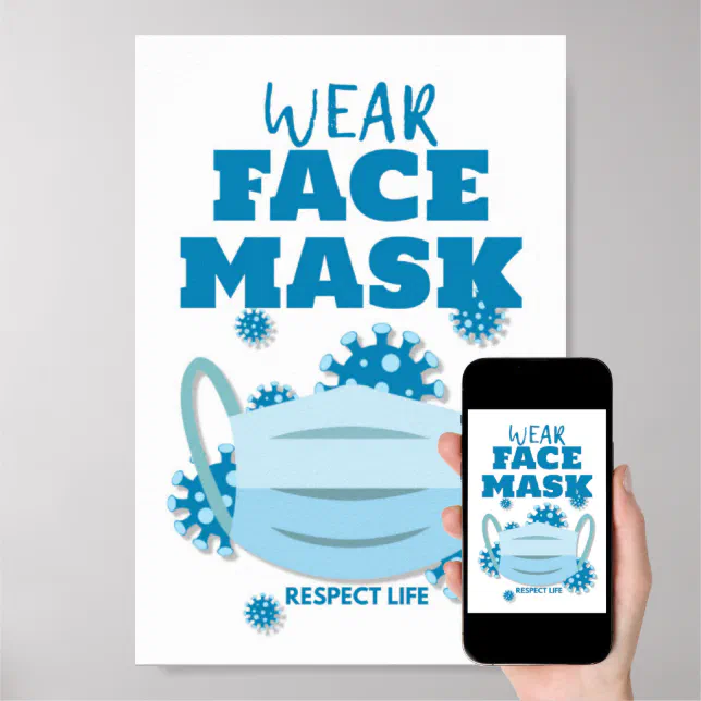 Wear face mask poster | Zazzle