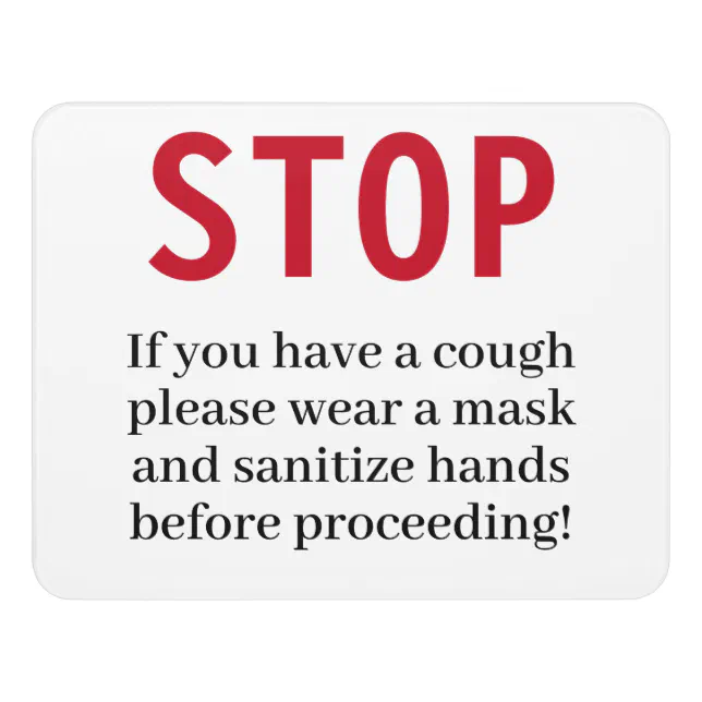 Wear Mask & Sanitize Hands if Coughing Sign | Zazzle