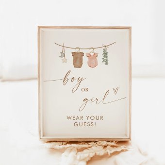 Wear Your Guess Game Sign, He or She Gender Reveal Poster | Zazzle
