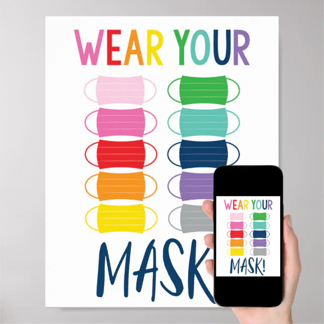 Wear Your Mask - Rainbow Classroom / School Poster | Zazzle
