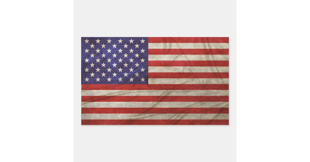 Weathered American Flag Rectangular Sticker | Zazzle