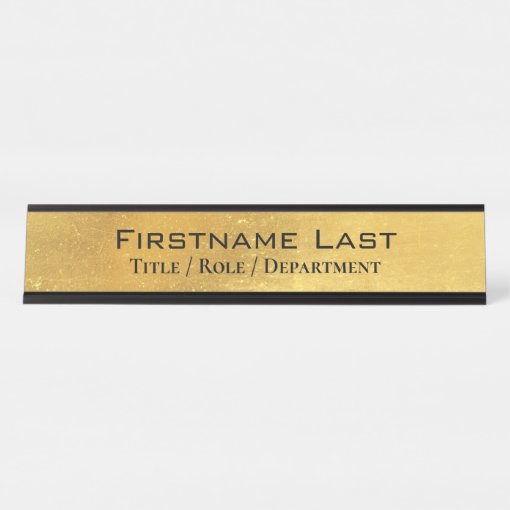 Weathered Antique Brass Gold + Blk Custom Door and Desk Name Plate | Zazzle