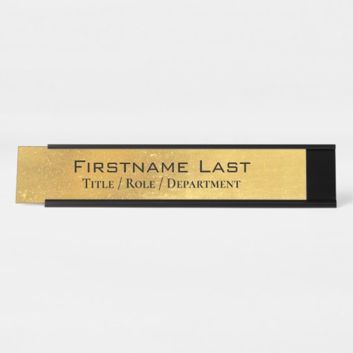 Weathered Antique Brass Gold + Blk Custom Door and Desk Name Plate | Zazzle