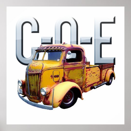 Weathered antique cab over engine delivery truck poster | Zazzle.com