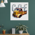 Weathered antique cab over engine delivery truck poster | Zazzle
