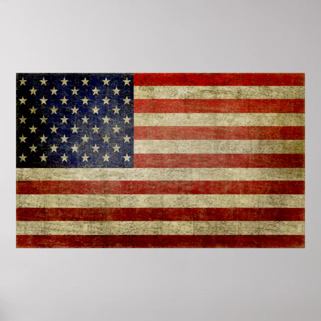 Weathered, distressed American Flag Poster | Zazzle