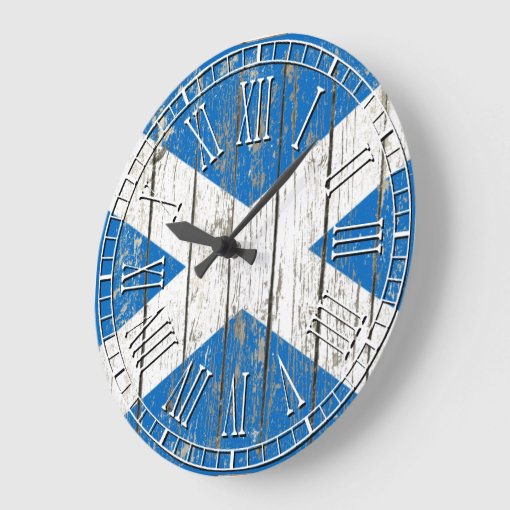 Weathered Flag of Scotland Large Clock | Zazzle
