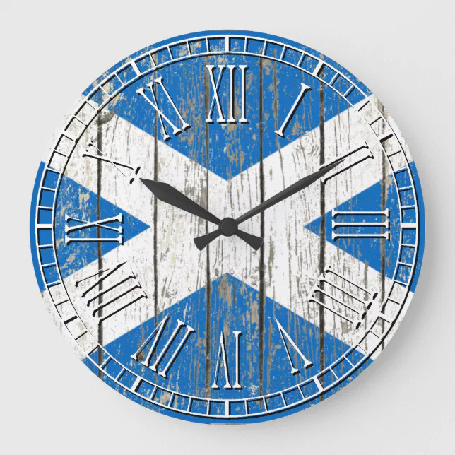 Weathered Flag of Scotland Large Clock | Zazzle