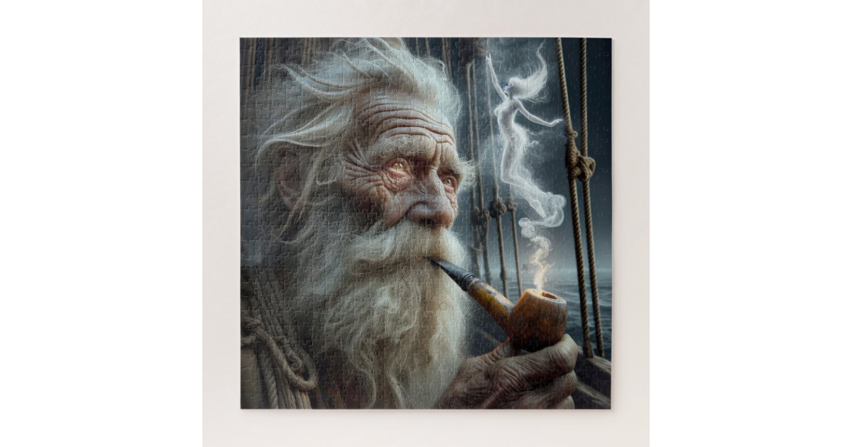 Weathered Old Seaman Smoking a Pipe Jigsaw Puzzle | Zazzle