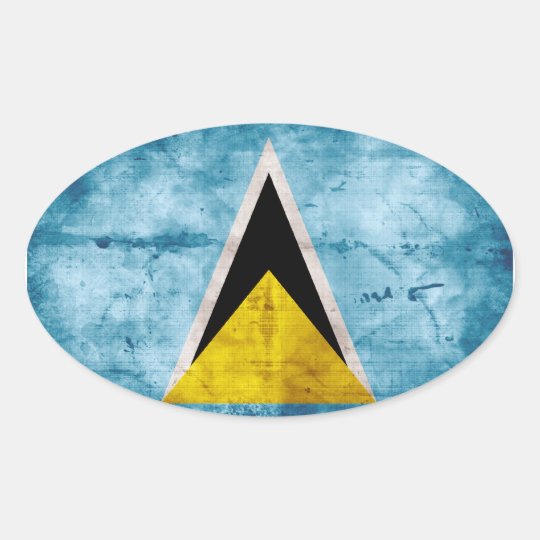 Weathered Saint Lucian Flag Oval Sticker | Zazzle.com