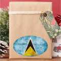 Weathered Saint Lucian Flag Oval Sticker | Zazzle