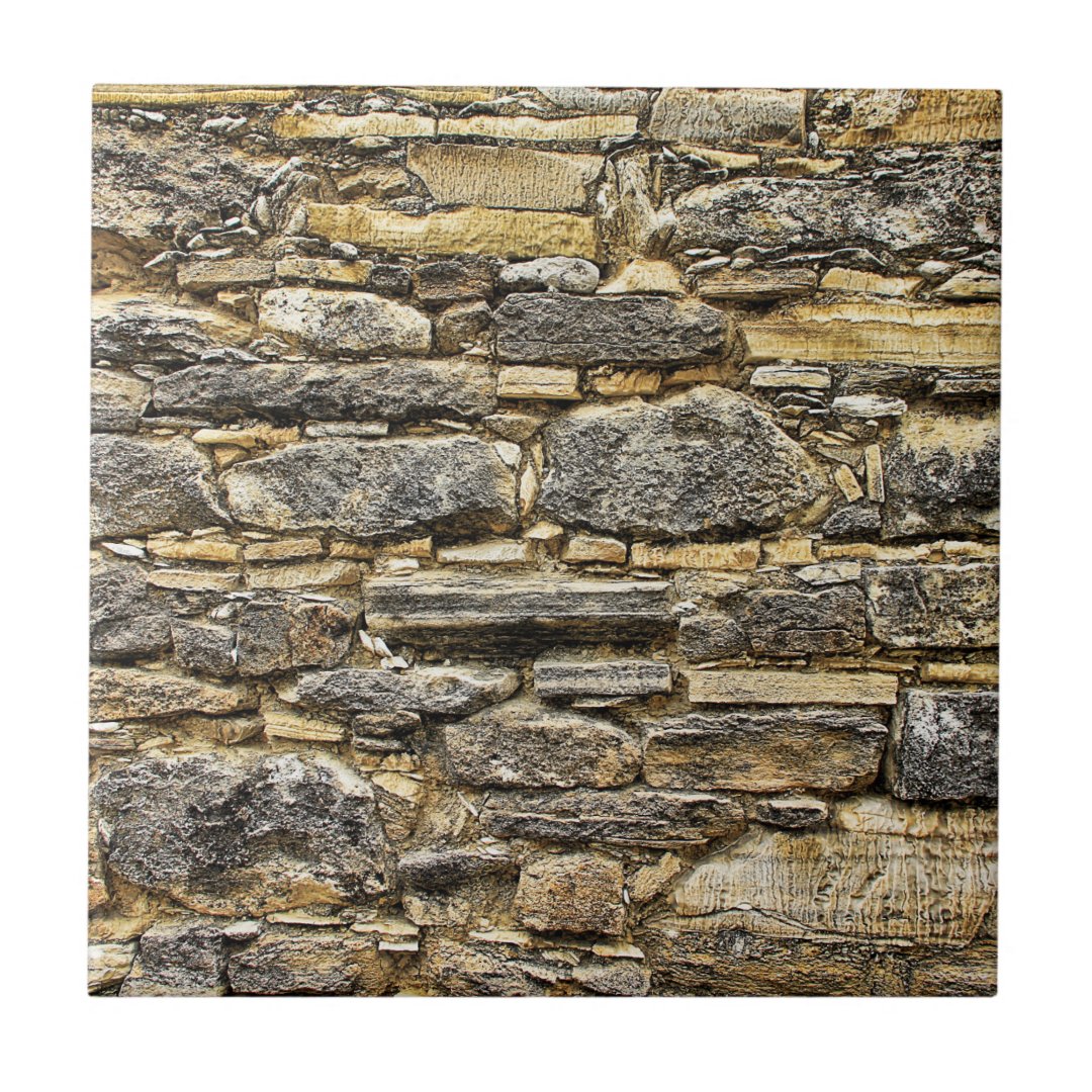 Weathered Stone Old Wall Texture Ceramic Tile | Zazzle