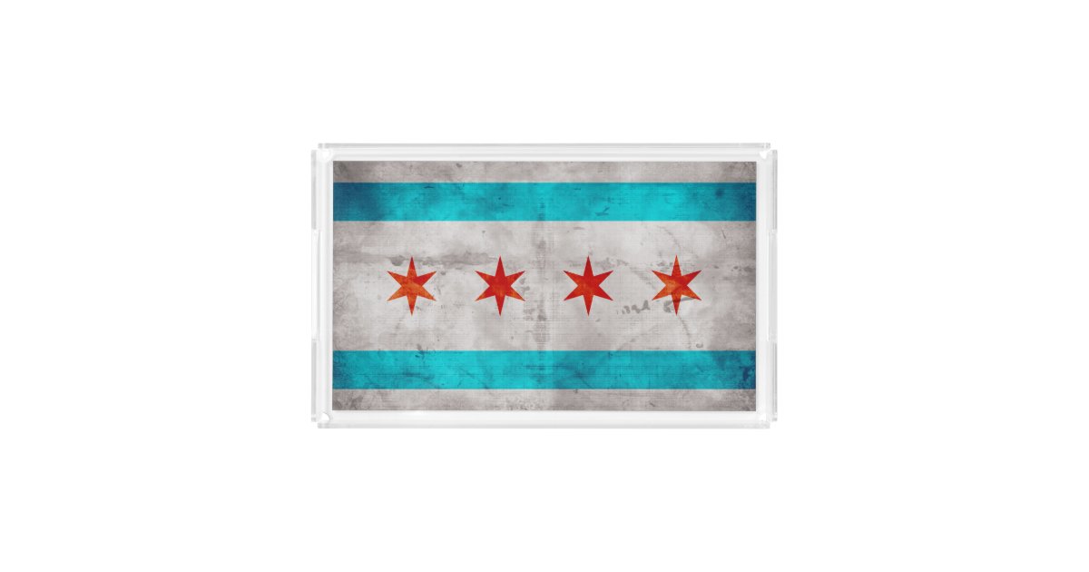 Weathered Vintage Chicago State Flag Acrylic Tray | Zazzle