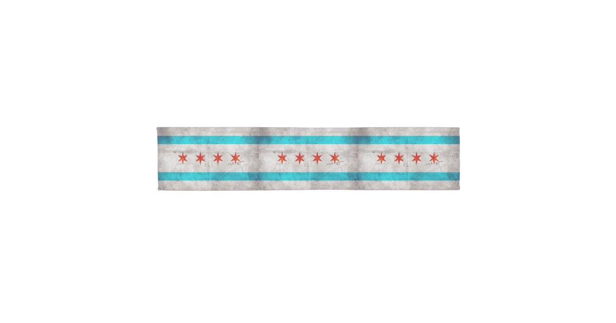 Weathered Vintage Chicago State Flag Short Table Runner | Zazzle