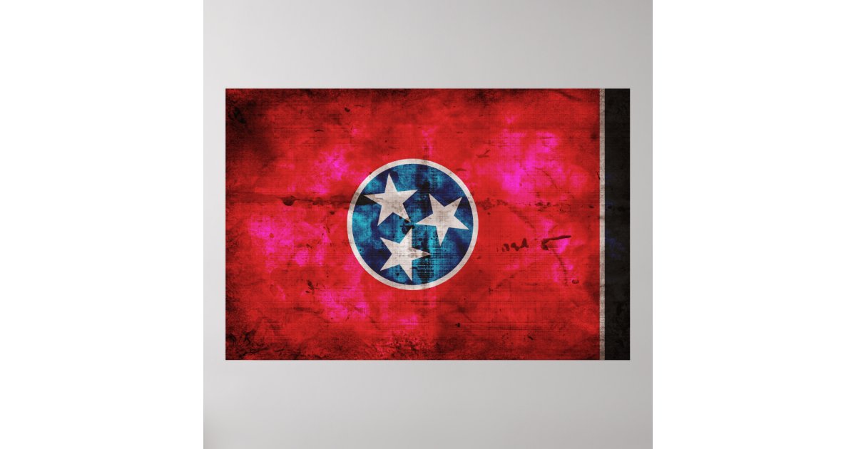 Weathered Vintage Tennessee State Flag Poster | Zazzle