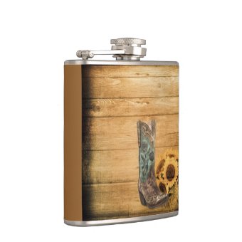 Weathered Western Country sunflower cowboy boot Flask | Zazzle