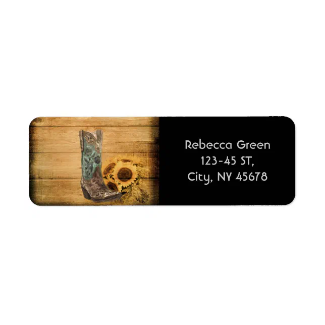 Weathered Western Country sunflower cowboy boot Label | Zazzle
