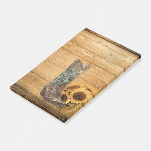 Weathered Western Country sunflower cowboy boot Post-it Notes | Zazzle