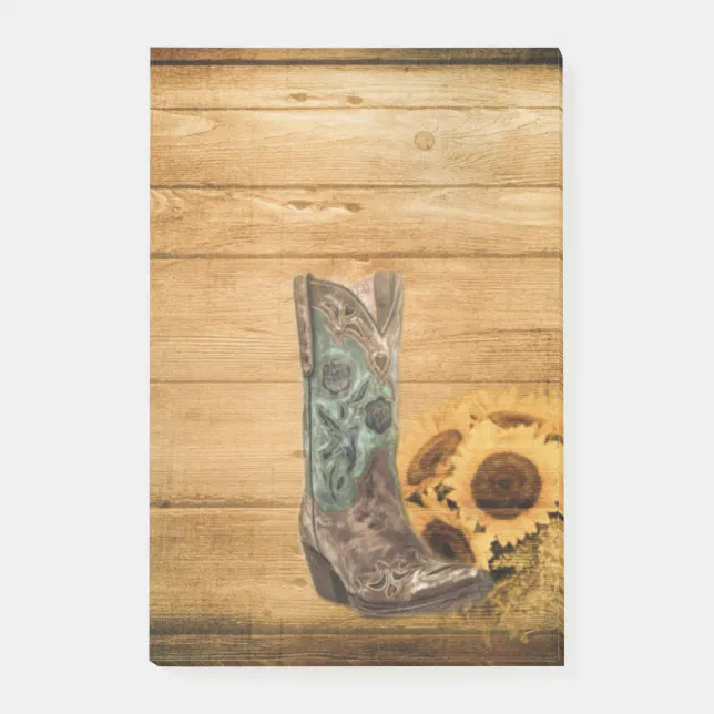Weathered Western Country sunflower cowboy boot Post-it Notes | Zazzle