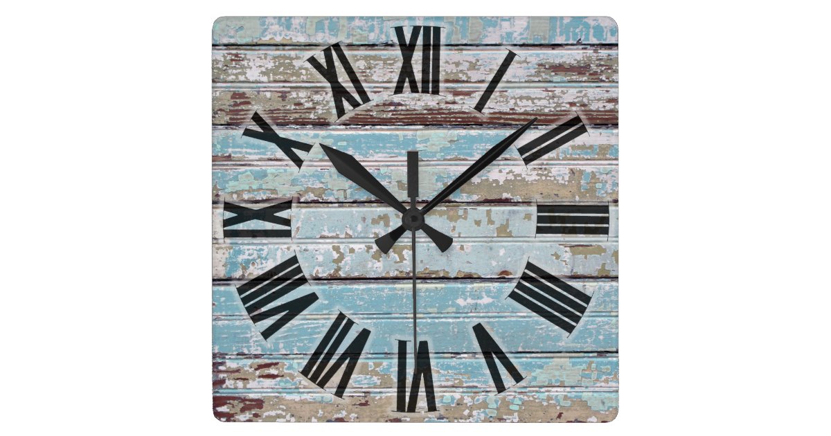 Weathered wood square wall clock | Zazzle.com