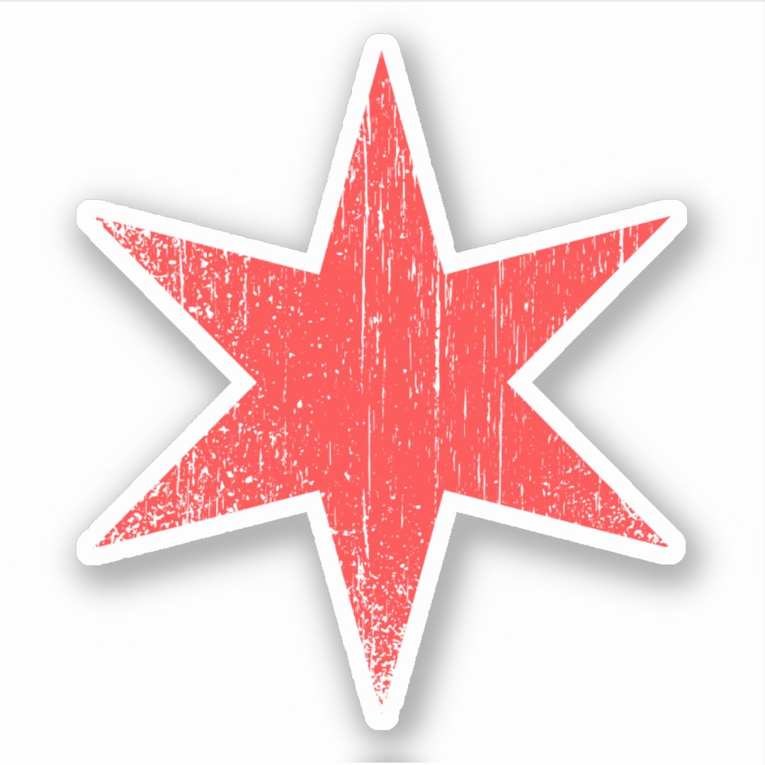 Weathered worn Chicago flag star sticker | Zazzle