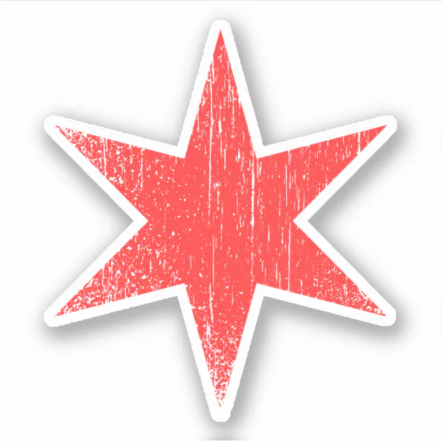 Weathered worn Chicago flag star sticker | Zazzle