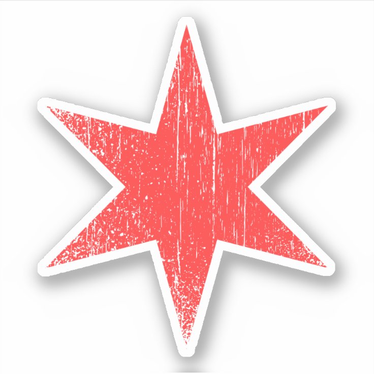 Weathered worn Chicago flag star sticker | Zazzle