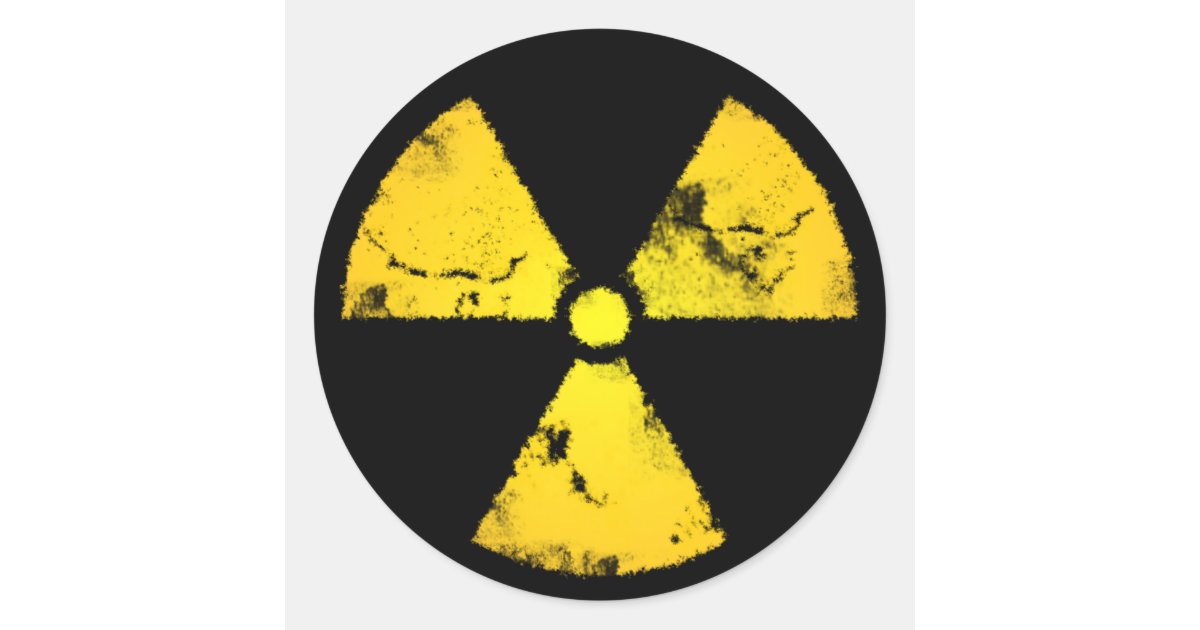 Weathered Yellow Radiation Symbol Sticker | Zazzle