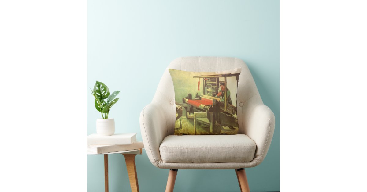 Weaver Facing Left Spinning Wheel Vincent van Gogh Throw Pillow | Zazzle