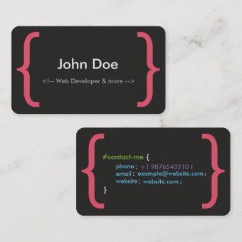 Web Developer Business Card | Zazzle