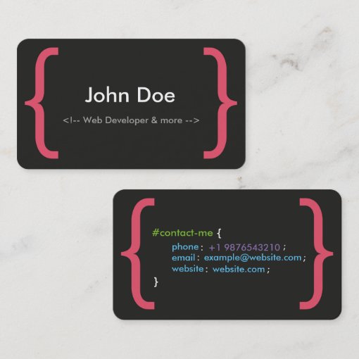 Web Developer Business Card | Zazzle