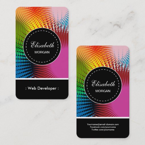 Web Developer- Colorful Abstract Pattern Business Card | Zazzle