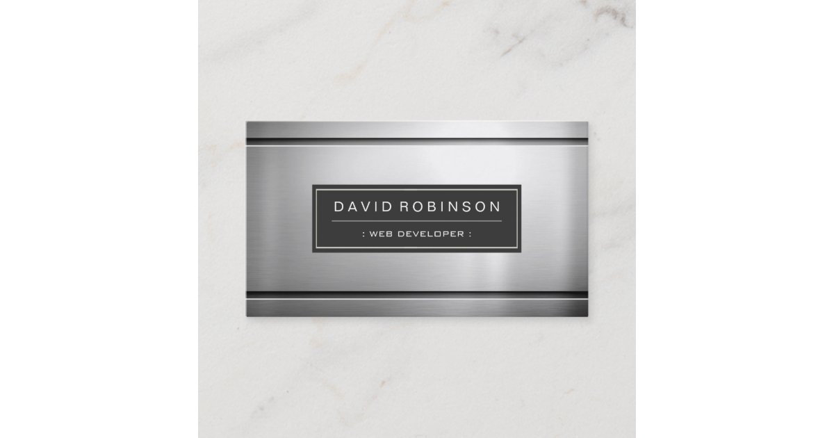 Web Developer - Premium Silver Metal Business Card | Zazzle
