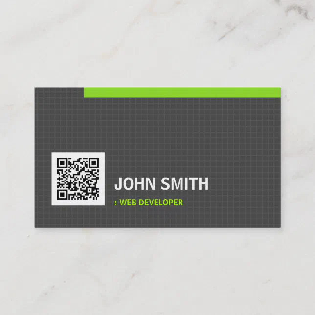 Web Developer- Simplicity Grid QR Code Business Card | Zazzle