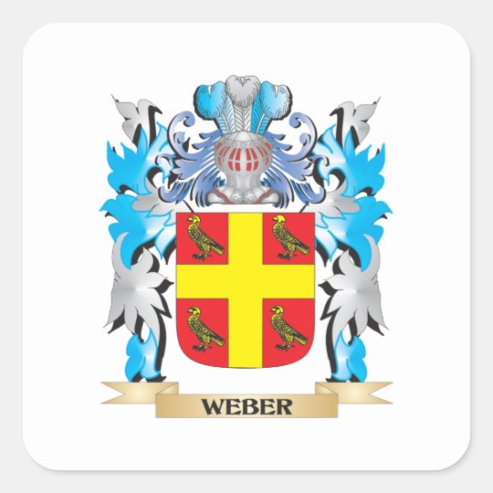 Weber Coat of Arms - Family Crest Square Sticker | Zazzle.com