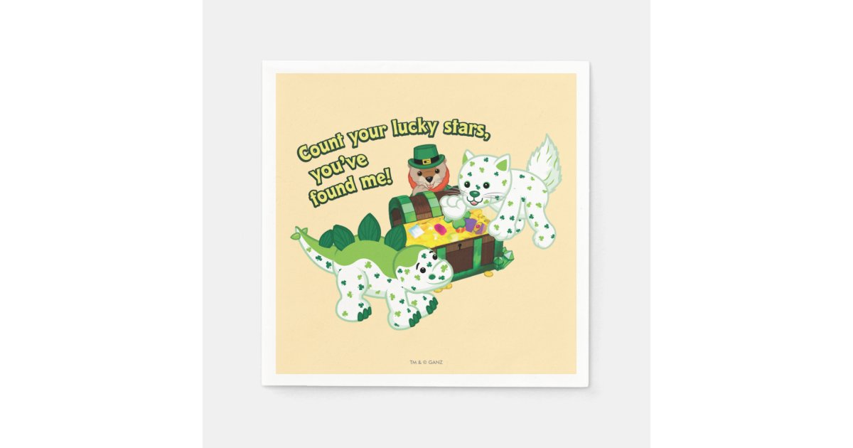 Webkinz Leprechaun Clover Cat Lucky Dino Paper Napkins | Zazzle