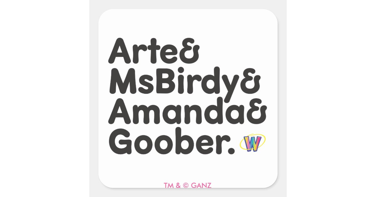 Webkinz Names Design Square Sticker | Zazzle