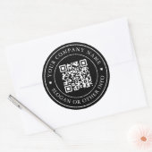 Website Link QR Code Minimal Business Name Black Classic Round Sticker ...