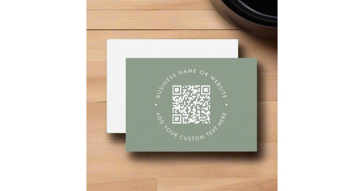 Website Scannable QR Code Sage Green Minimal Business Card | Zazzle