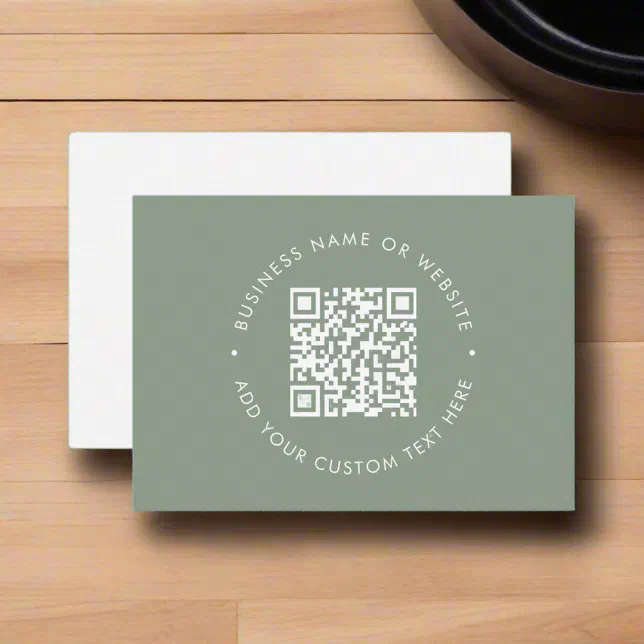 Website Scannable QR Code Sage Green Minimal Business Card | Zazzle