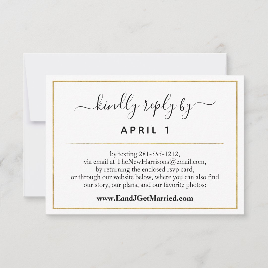 Website Simple Gold Script Wedding/Reception RSVP | Zazzle